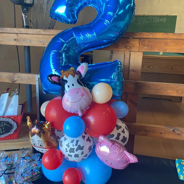 DIY Blue Farm Balloon Sculpture, 1.4m/55in, Boy's Farm Animal Balloon ...