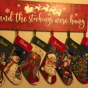 And the Stockings Were Hung Wooden Sign, Stocking Holder Sign, Wooden ...
