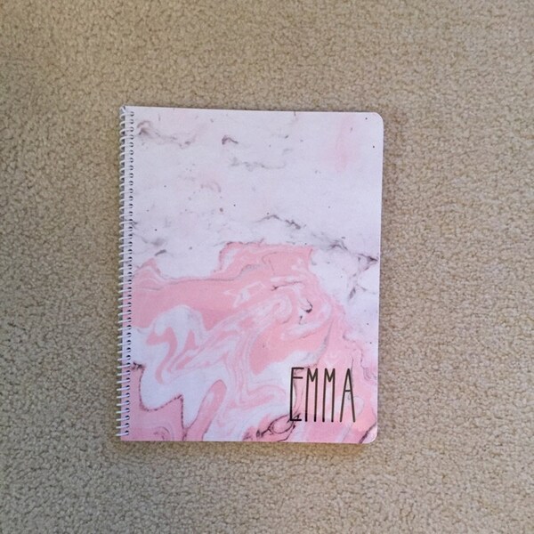 Marble Notebook, Pink Notebook, Lined Notebook, Spiral Notebook, Large ...