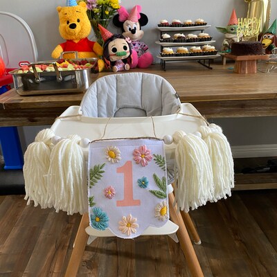 Pink Girls Garland High Chair, Pink 1st Birthday High Chair Banner ...