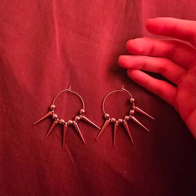 Deadly Girl Punk Rock & Heavy Metal Style Spike Hoop Earrings in Small ...