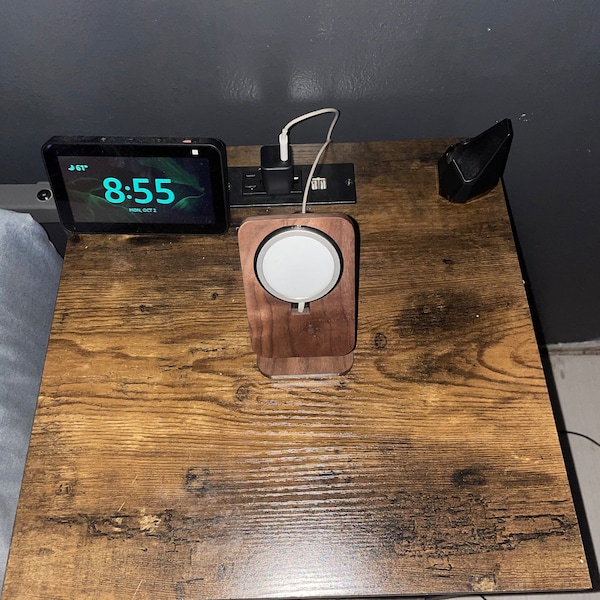 Walnut Wood Magsafe Charger Stand: Modern iPhone Dock Fractal Dock F2.1 ...