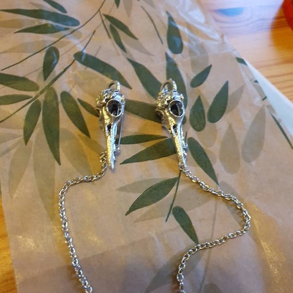 Vintage Style Collar Brooch Bird Skull Raven in Antique Silver Color - Etsy