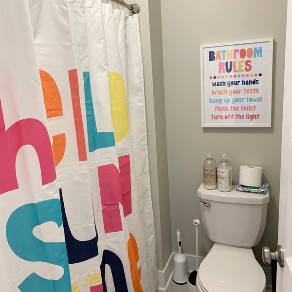 Colorful Kids Bathroom Printable Signs, Set of 9, Rainbow Colors ...