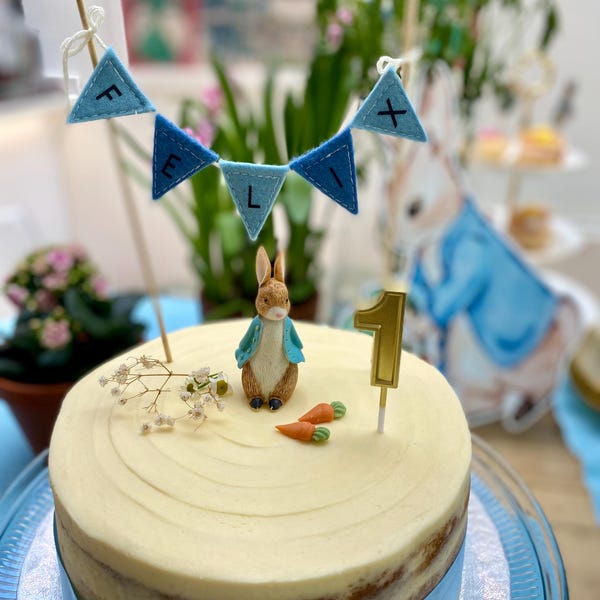 Bunting Cake Topper- Felt Mini Bunting- Personalised Birthday Cake ...