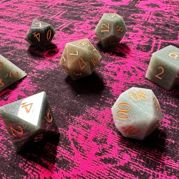 Natural Green Jade Dnd Dice Set| Gemstone D20 Dice Set| Dungeons and ...