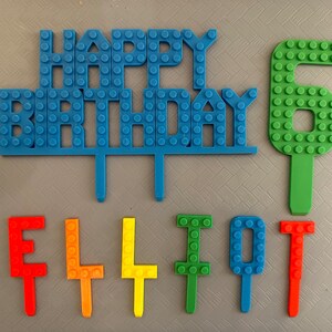Mega Custom Brick Birthday Topper Cake Set, Personalized Happy Birthday ...