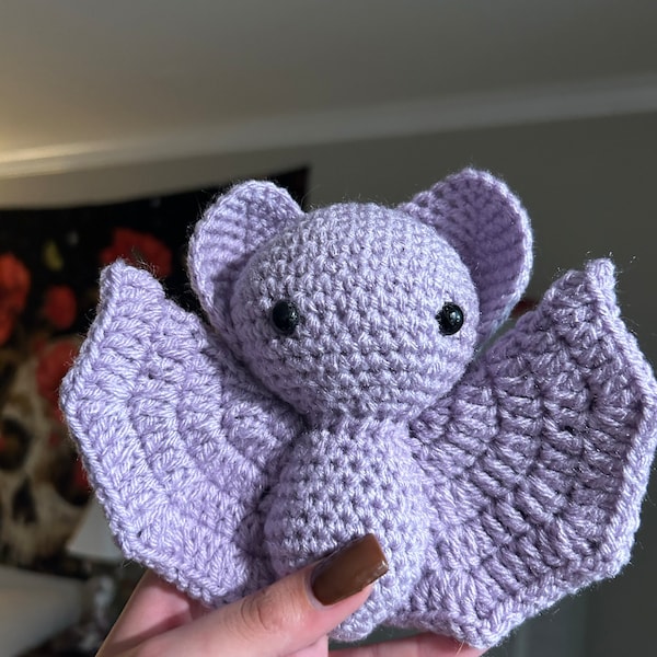 7.5 Pink Velvet Plush Crochet Bat Stuffed Animal, Cute Halloween Decor ...