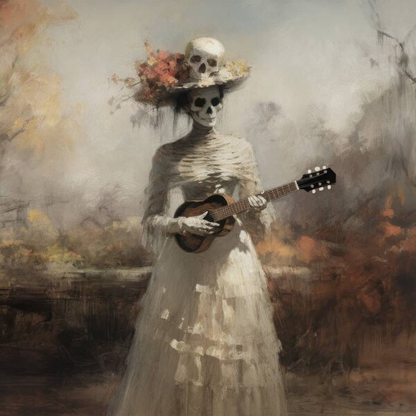 PRINTABLE Halloween Skeleton Mexican Folklore Print, Day of the Dead ...