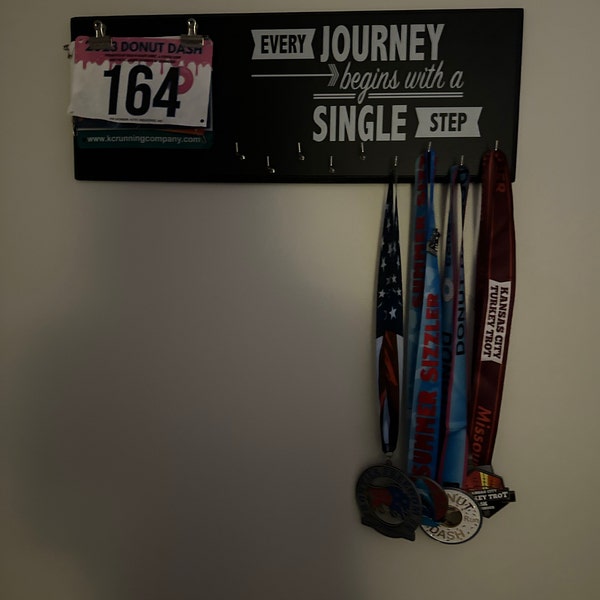 Every Journey Needs A First Step QUOTE Running Medal HOLDER Hooks and ...