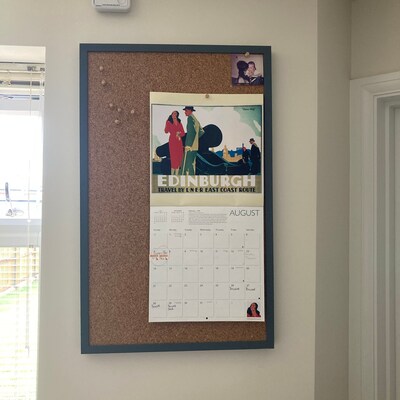 Dark Grey Framed Cork Pin Board 8mm Thick Cork Solid Wood Frame Large ...