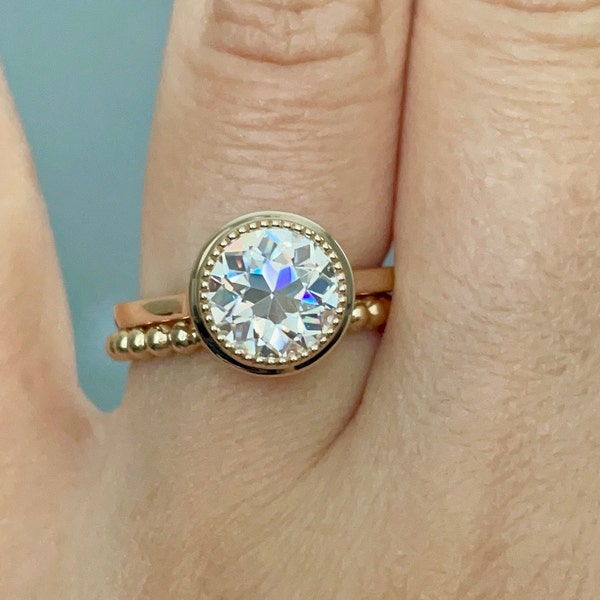 Magnolia Gold Diamond Engagement Ring Mount and Wedding Band, Wedding ...