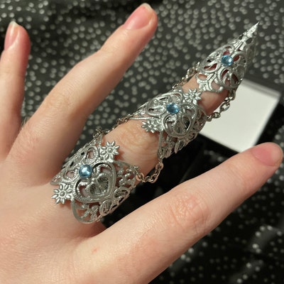 Mythical Armour Ring Full Finger Claw Ring Silver Adjustable Elven ...