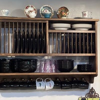 Shaker Peg Kitchen Window Plate Rack Shelf Wood Dish Cabinet for Plates ...
