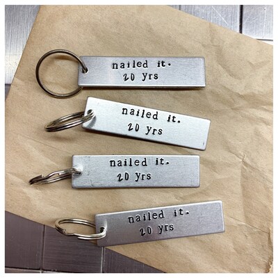 Personalized Rectangle Keytag // Handmade Keychain //custom Metal ...