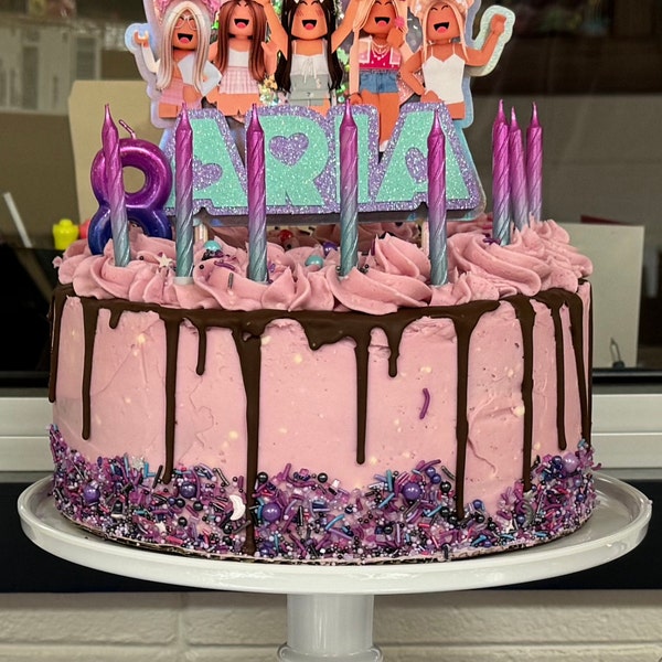 Roblox Girl Shaker Cake Topper - Roblox Party Decorations - Glitter Age ...