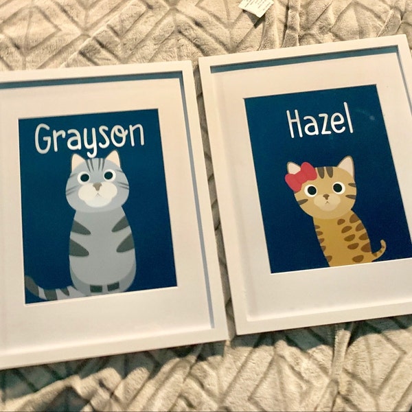 Personalized Cat Wall Art Print, Cat Lover Gifts, Kitten Wall Decor - Etsy