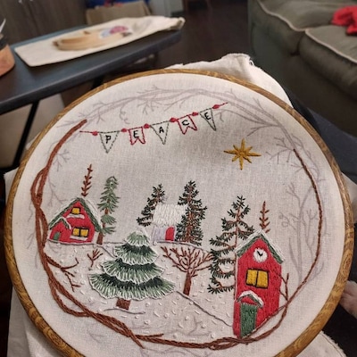 8 Rustic Cabin Embroidery Kit Pattern Cabin in the Woods, Winter Cabin ...