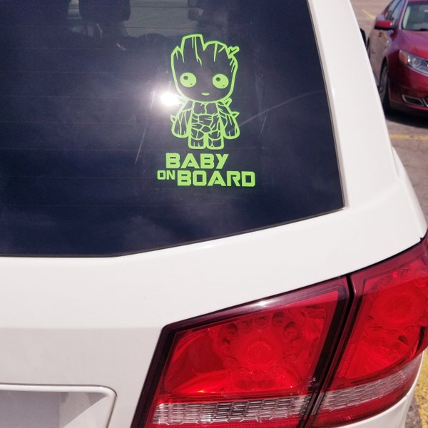 BABY ON BOARD | Car Window Bumper Vinyl Decal Sticker |baby Groot ...