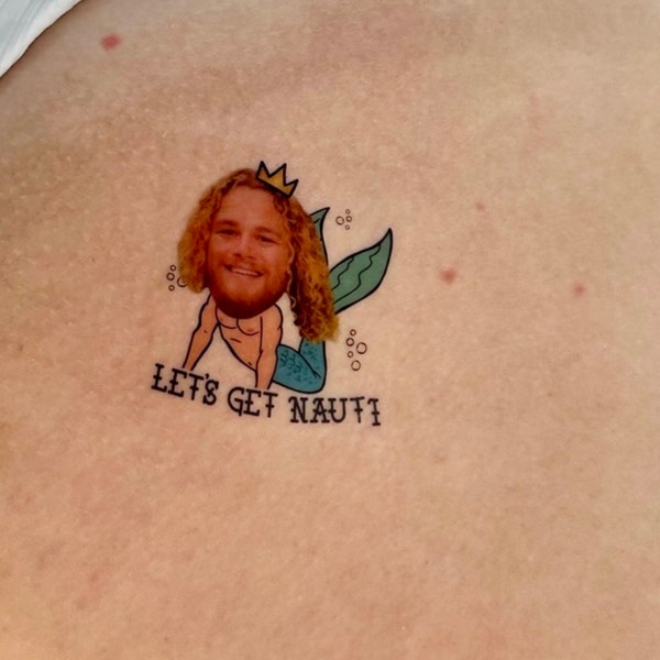 Let's Get Nauti Grooms Face Bachelorette Party Tattoos Favors, Mermaid ...