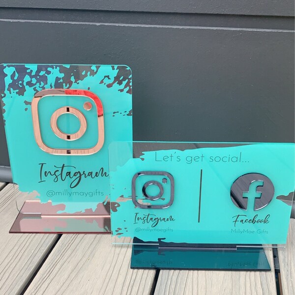 Custom Acrylic Instagram Sign for Business Reception - Social Media ...
