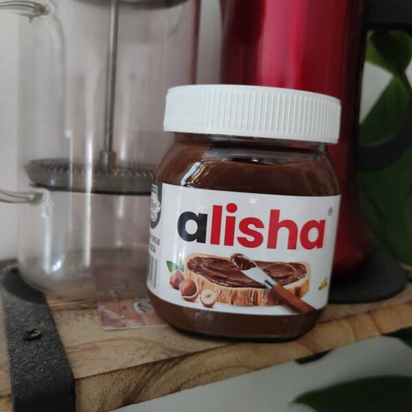 Personalised Chocolate Spread LABEL VINYL STICKER Funny Novelty Gift ...