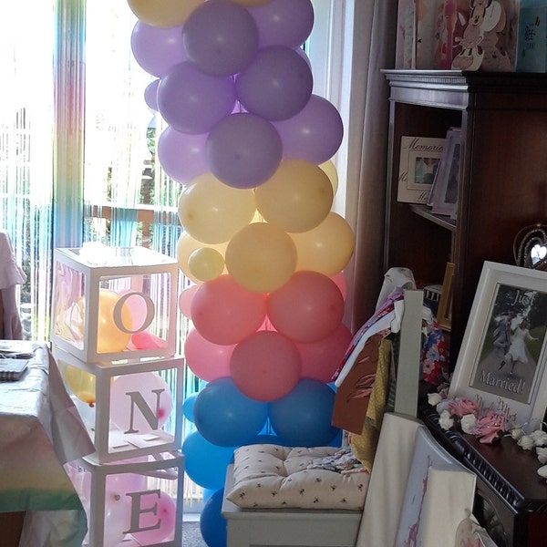 One Box 1st Birthday Decoration White Clear One Balloon Boxes First ...