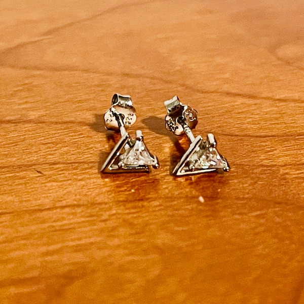Tiny Double Triangle Arrow Arrowhead Stud Earrings, Rose Gold Over ...
