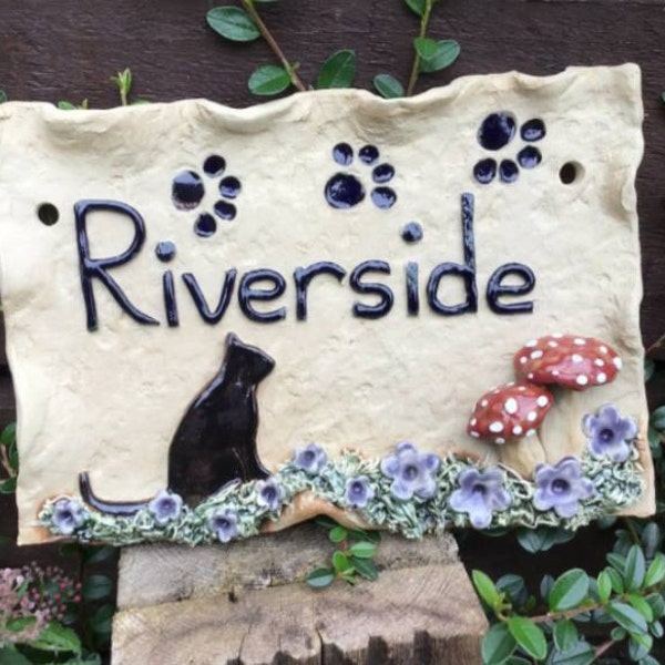 Ceramic House Name Sign, Personalised Address Number Plaque. - Etsy