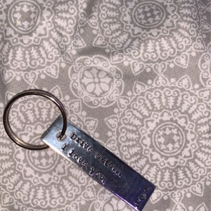 Custom Initials drive Safe... I Love You Hand Stamped Aluminum Keychain ...