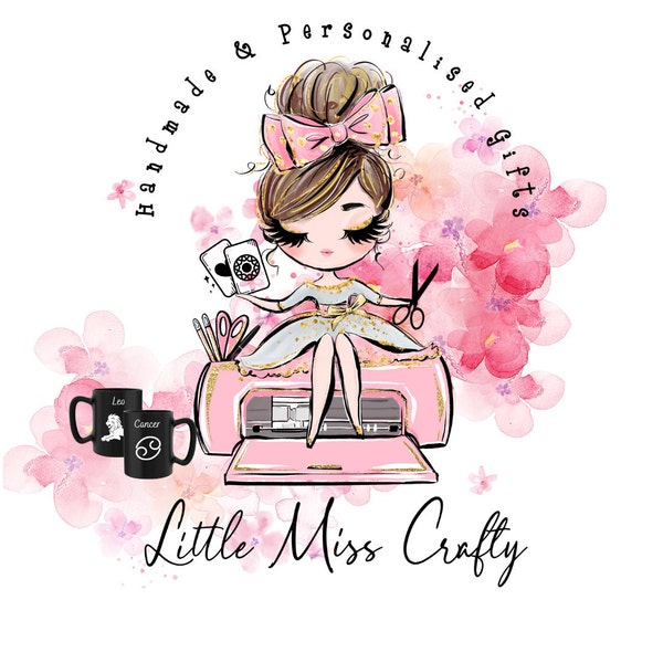 Craft Girl Logo, Crafty Girl Logo, Craft Shop Logo, Editable Craft Lady ...