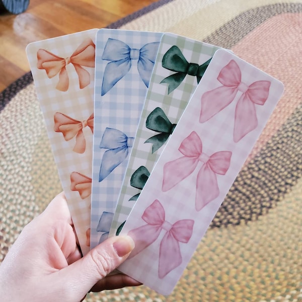 Plaid Bows Bookmarks | Bow Aesthetic | Soft Girl Era Theme | Cute ...