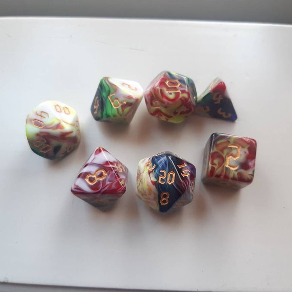 Fireball Fire Wizard Dice Polyhedral D&D Blended Dice Tabletop Games ...