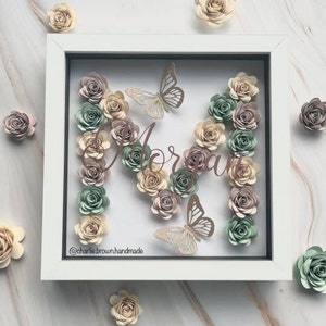 Initial Flower Shadow Box Personalised Flower Frame - Etsy Australia
