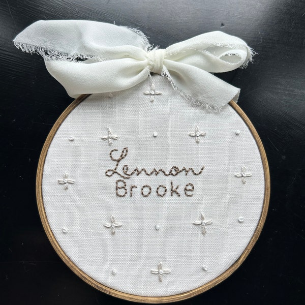 Hand Embroidered Name Hoop, Name Announcement, Nursery Decor ...
