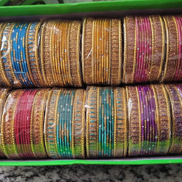 144 Colored Metal Bangles per Box, Assorted Colors & Sizes Available ...