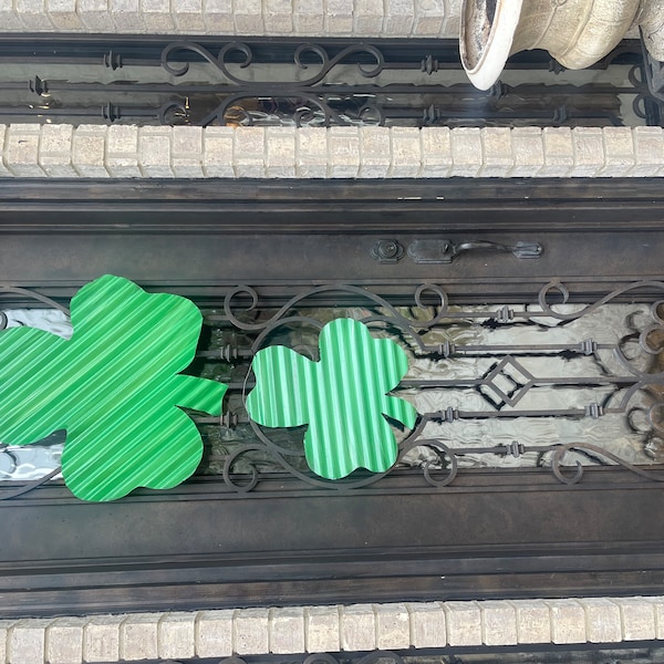 Large Corrugated Tin Shamrock / Rustic Tin Shamrock / Tin St. Patrick's ...