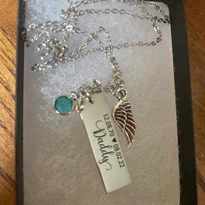 Personalized Memorial Pendant Necklace Bereavement Gift Vertical Bar ...