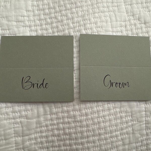 Personalised Place Cards Folded Wedding Place Names Custom Minimalist ...