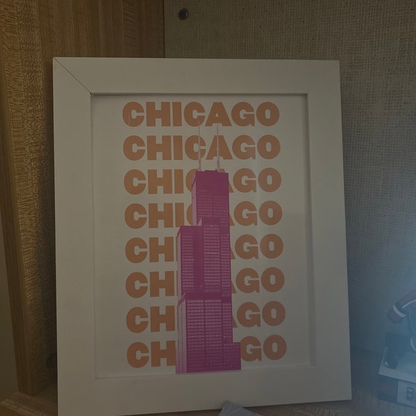Chicago Travel Print | Digital Art Download | Pink Orange Chicago ...