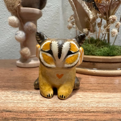 White Owl Griffin Figurine Snowy Gryphon Sculpture TO ORDER Tiny Clay ...