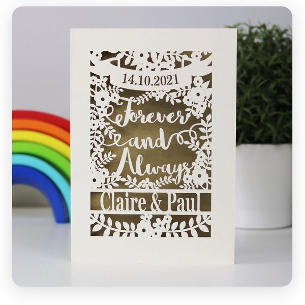 Personalised Laser Cut Papercut Wedding Engagement Anniversary Forever ...