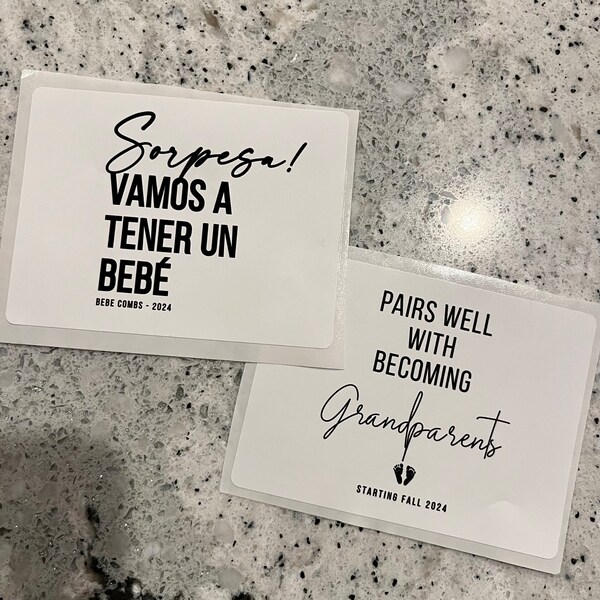 Spanish Pregnancy Announcement Wine Label - Baby Announcement to ...