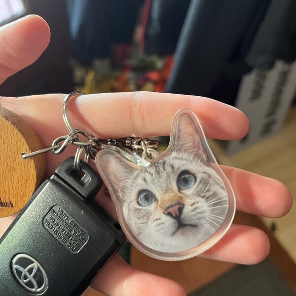 Custom Cat Keychain, Dog Keychain, Pet Keychain, Personalized Pet Photo ...