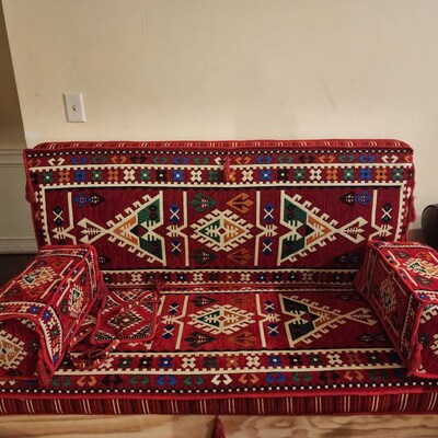 L SHAPE Arabic Floor Seating Sofa Gold Set Cushions Turkish Arabic ...