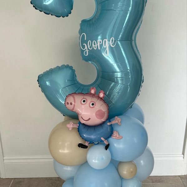 DIY Peppa Pig Number Balloons Sculpture | No Helium| Boys Balloons ...