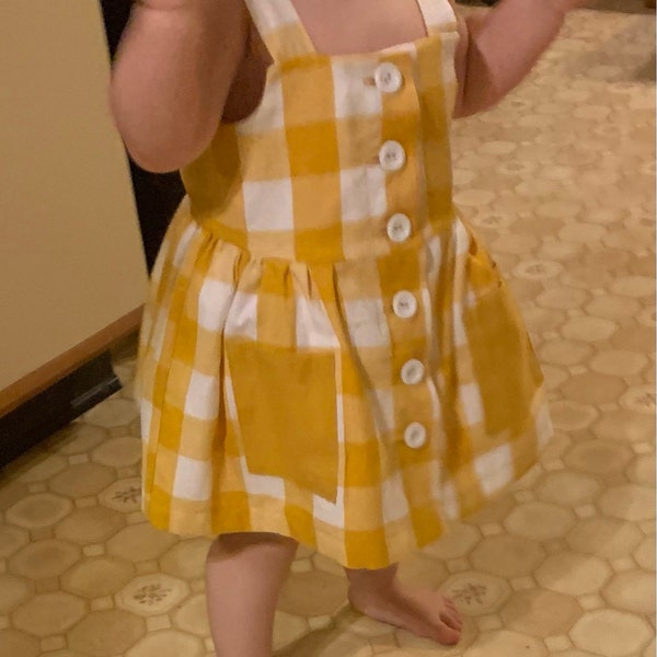 Baby and Girl Pinafore Dress Sewing Pattern With Front Pockets and ...