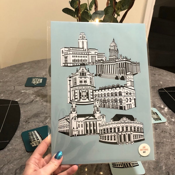 Leeds Landmarks Art Print - Etsy UK