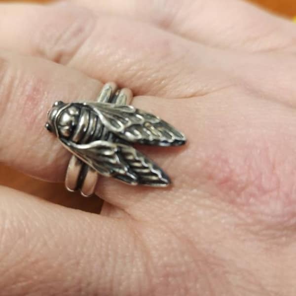 Silver Cicada Ring Sterling Silver Insect Ring Witch Ring Bug Ring ...