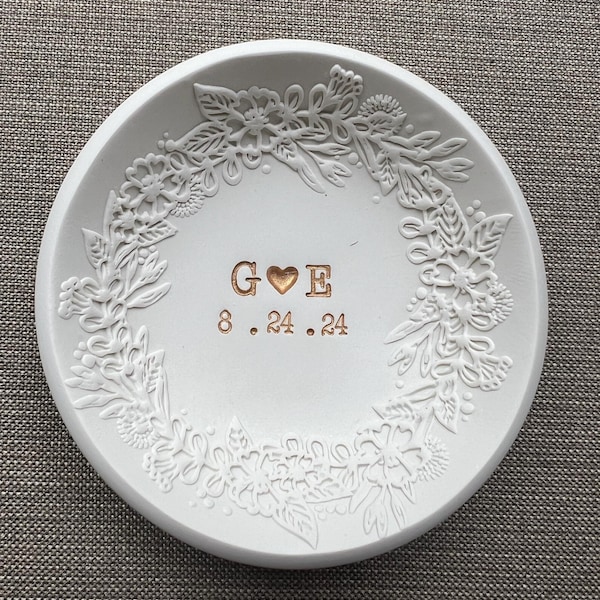 Ocean Waves Personalized Ring Dish, Custom Ring Holder, Embossed Waves ...